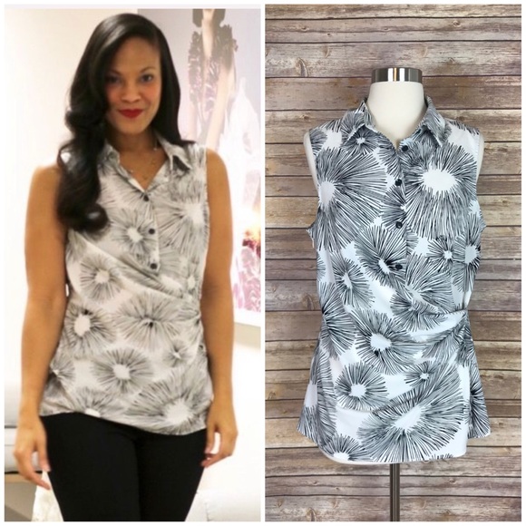 CAbi | Tops | Cabi Priority Top Faux Wrap | Poshmark
